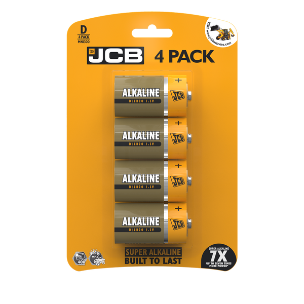 JCB D size Super Alkaline, Pack of 4 - Battery 101
