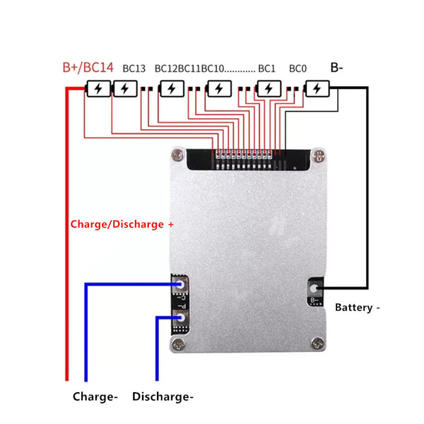 14s Li-Ion 60A 52V - 58.8V BMS with balance function - Battery 101